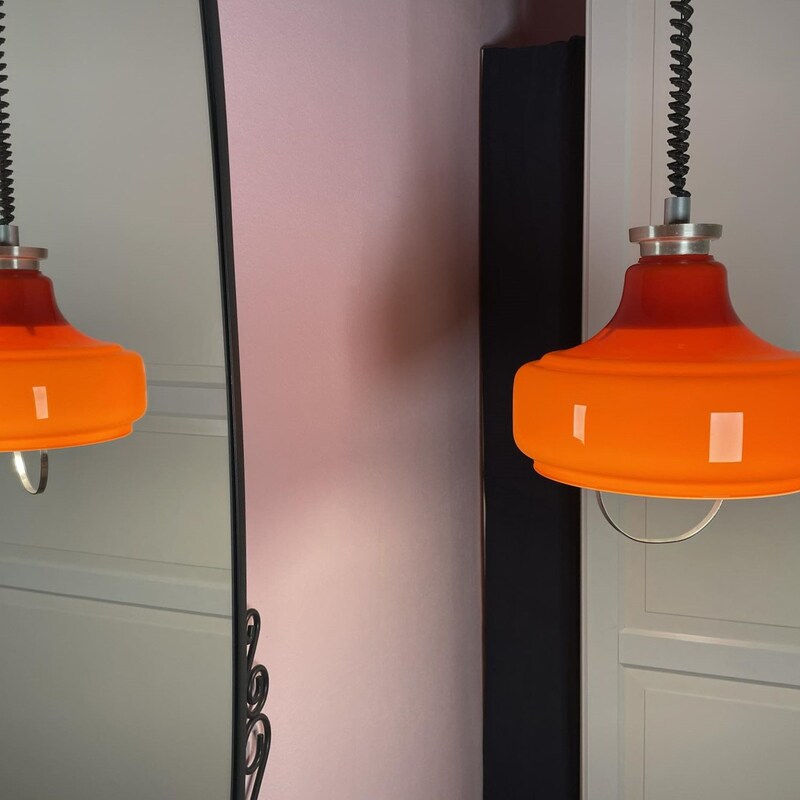 Orange Glass Retro Pendant Light - Etsy UK