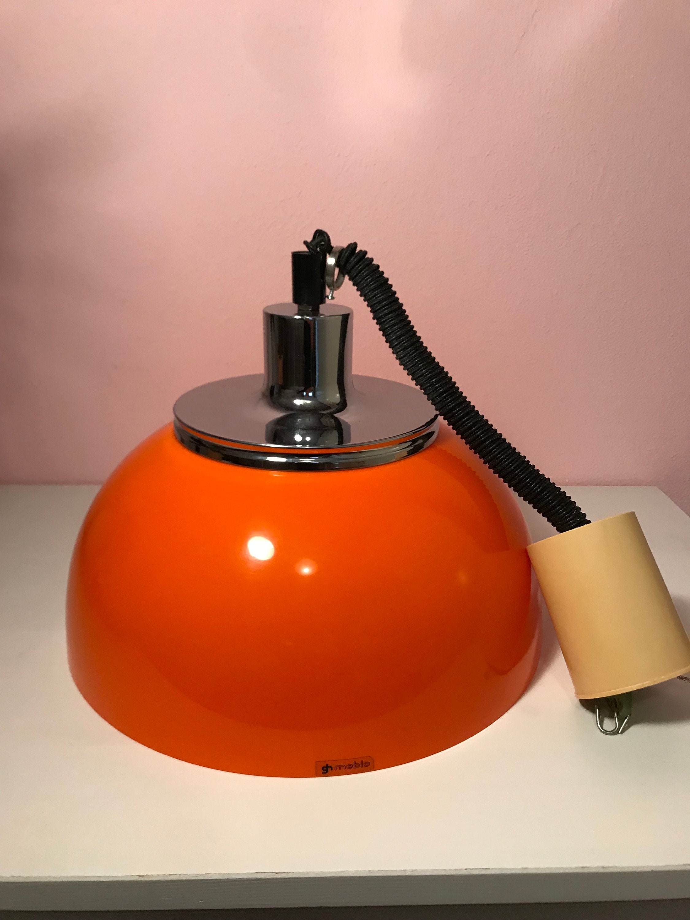 Vintage Meblo Pendant Lamp/guzzini Orange Model Faro/mid Century Modern ...
