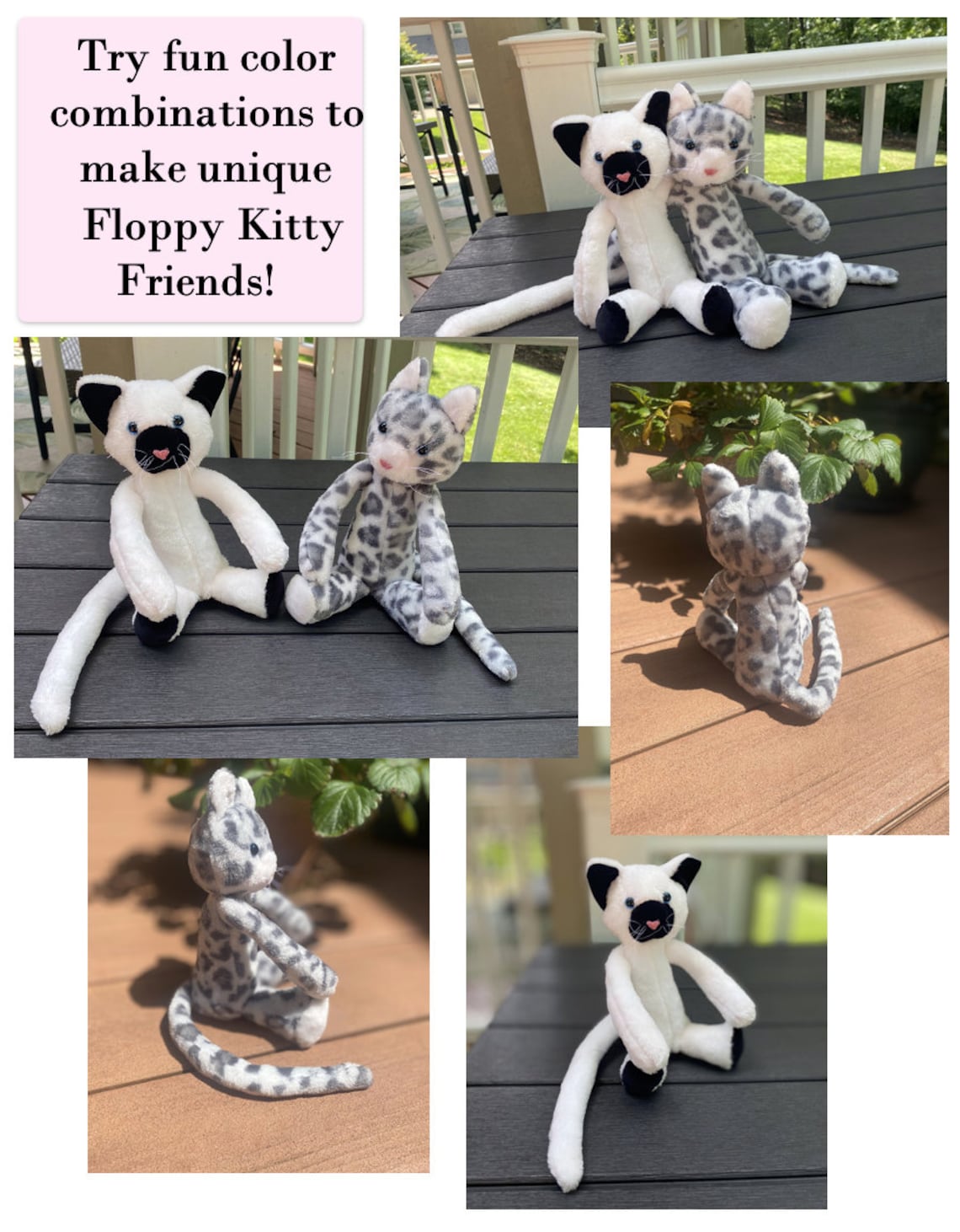 Floppy Kitty Friends Plush Stuffed Animal Sewing Pattern Digital ...