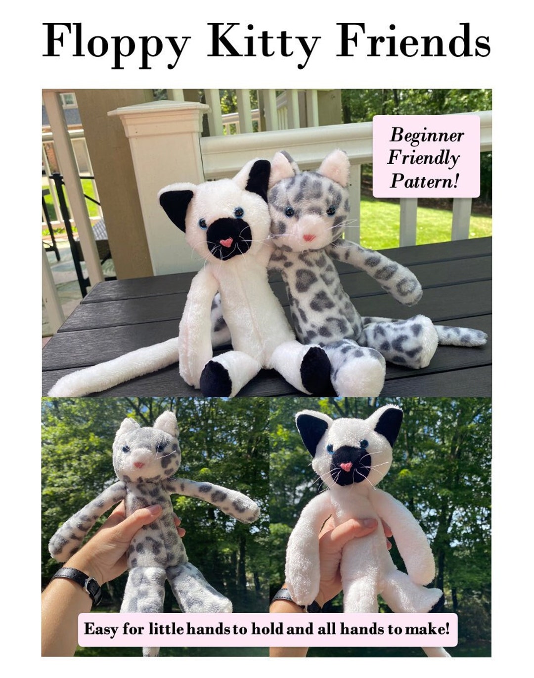 Floppy Kitty Friends Plush Stuffed Animal Sewing Pattern Digital Download PDF - Etsy