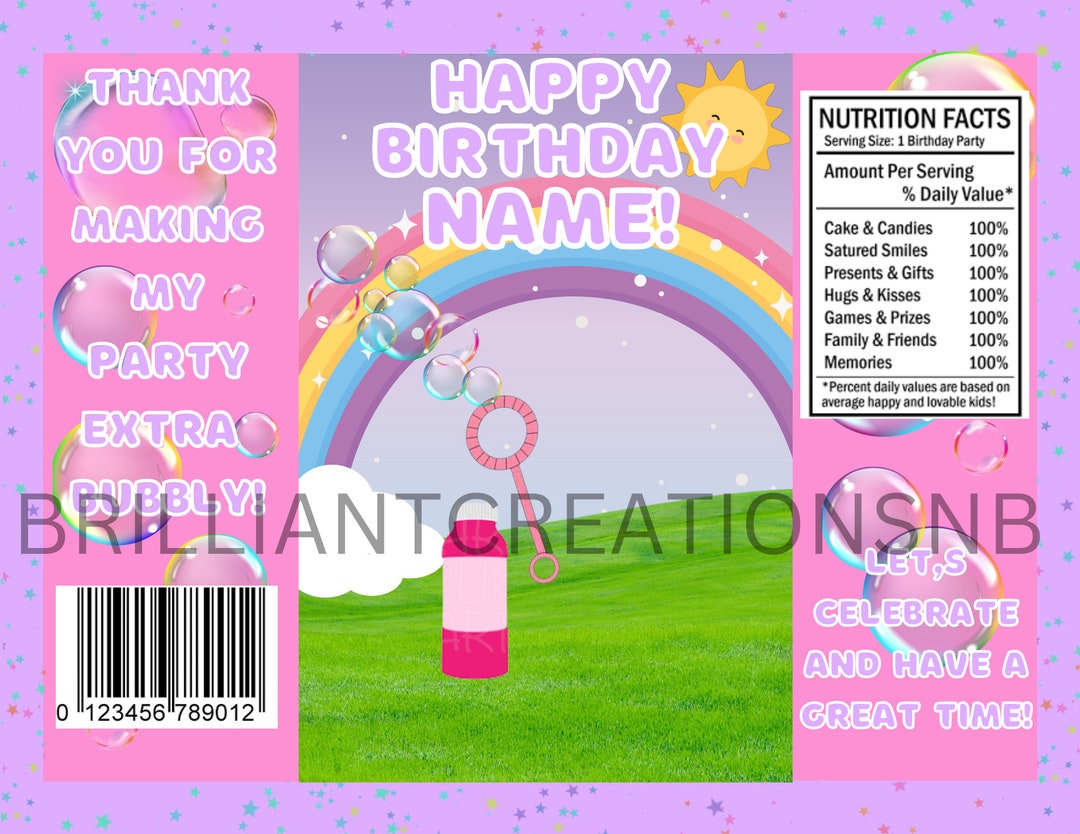 Bubbles,custom Chip Bag Label, Digital PNG Copy - Etsy