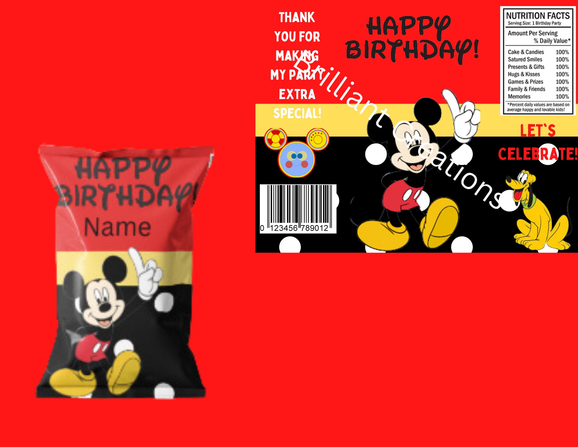 Mickey,custom Chip Bag Label, Digital PDF Copy - Etsy