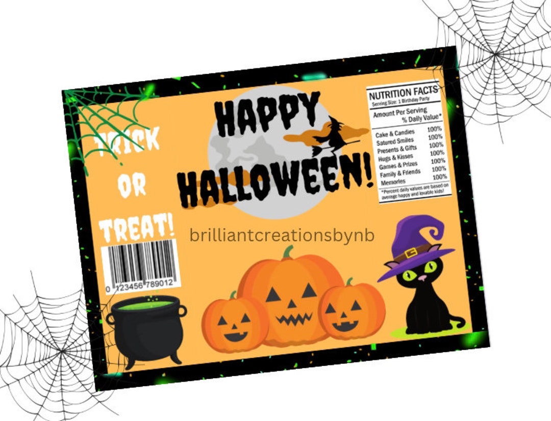 Halloween Party Chip Bag Labels, Digital PDF Copy - Etsy