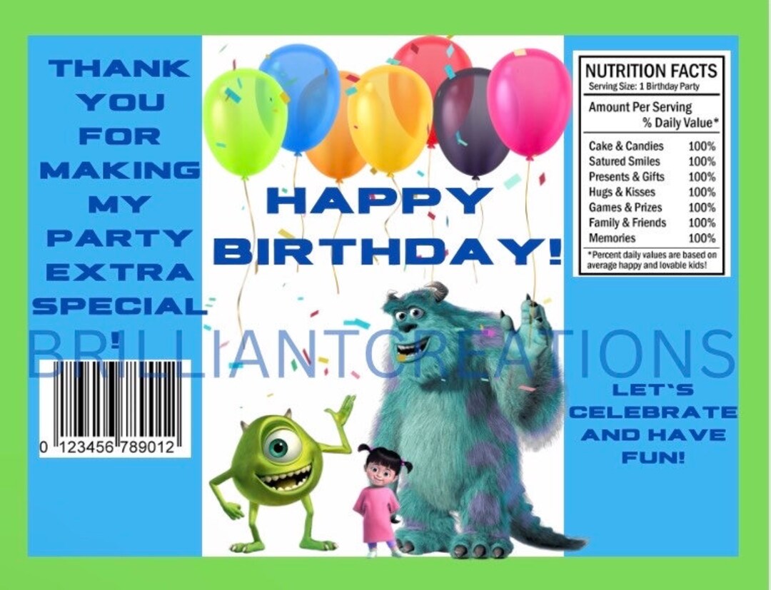 Monster Custom Chip Bag Label, Digital PDF Copy - Etsy