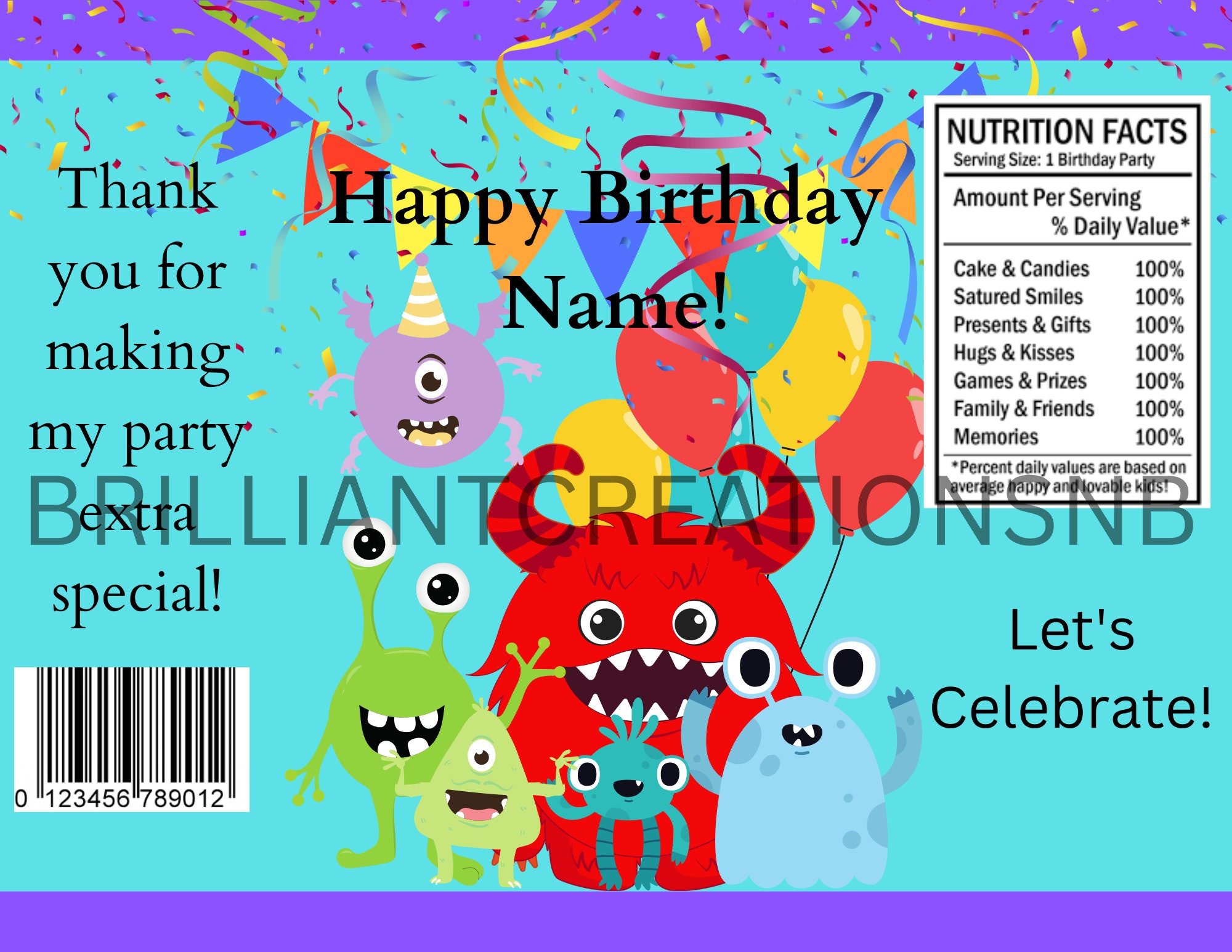 Monsters,custom Chip Bag Label, Digital PDF Copy - Etsy