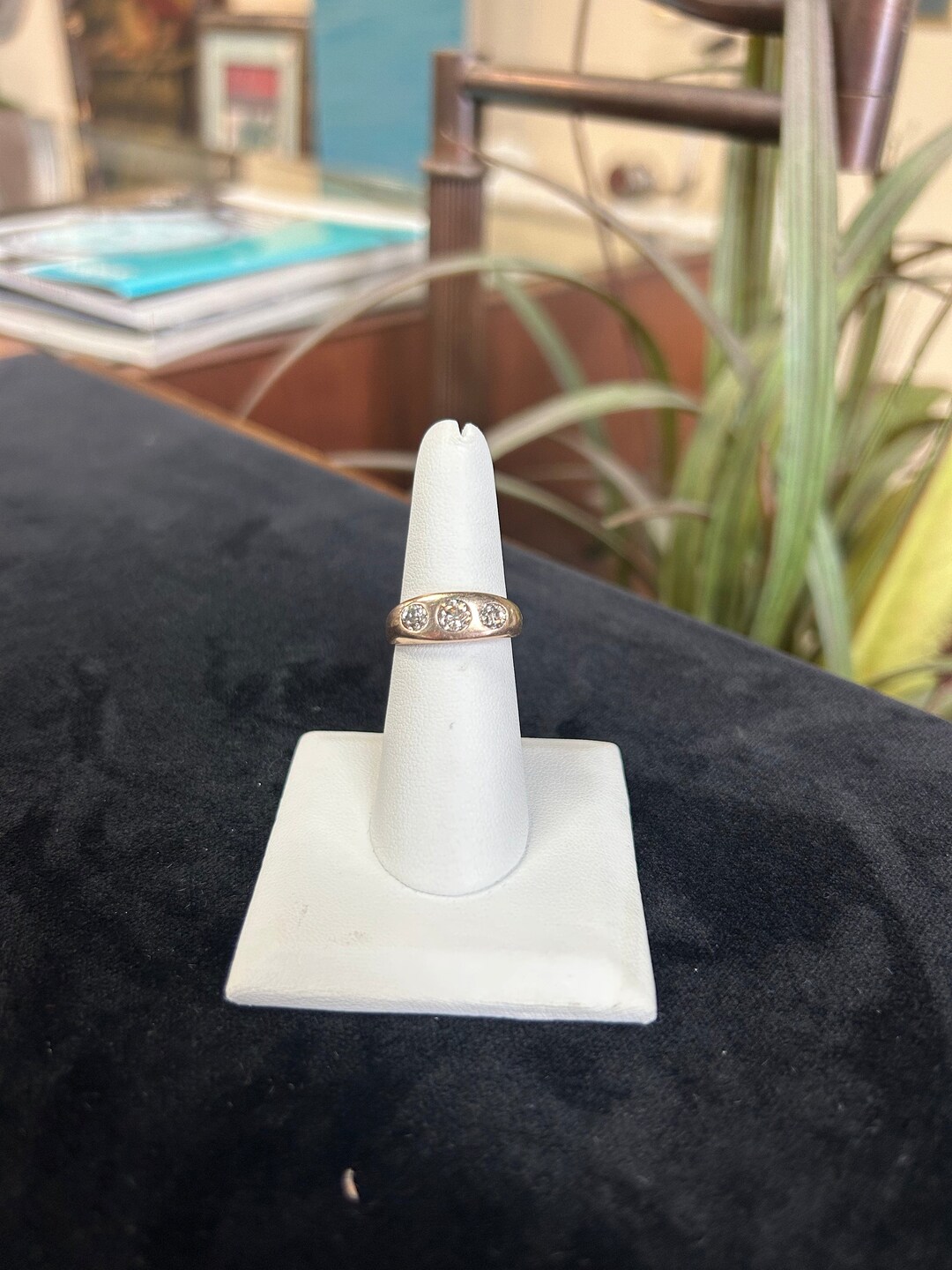 Three Stone Bezel Set RBC Diamond Ring .68CTW - Etsy