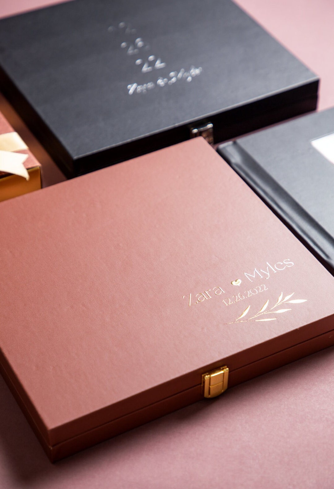 PERSONALIZED Eco Leather Gift Box black or Brown Perfect Encasing for ...