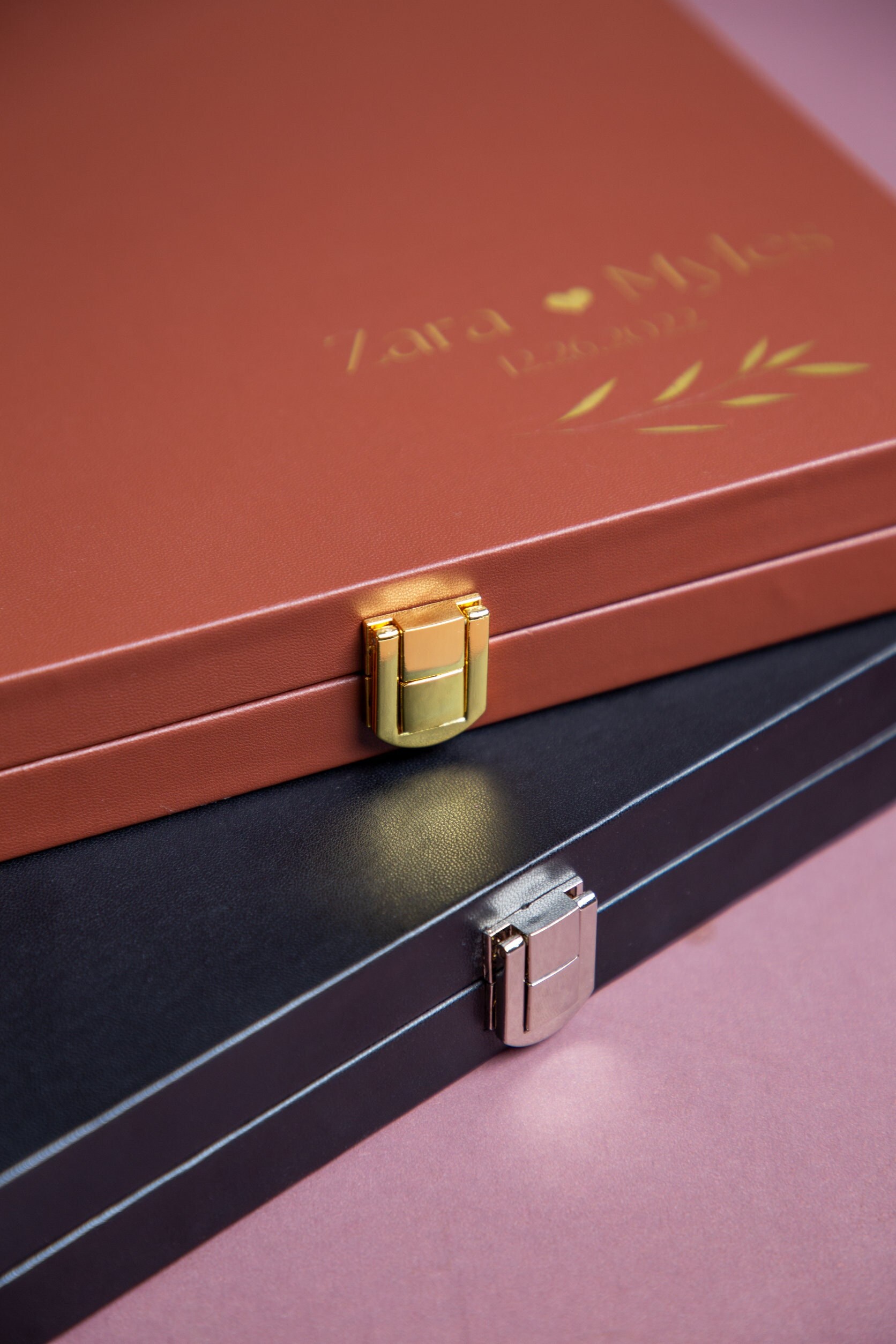 PERSONALIZED Eco Leather Gift Box black or Brown Perfect Encasing for ...