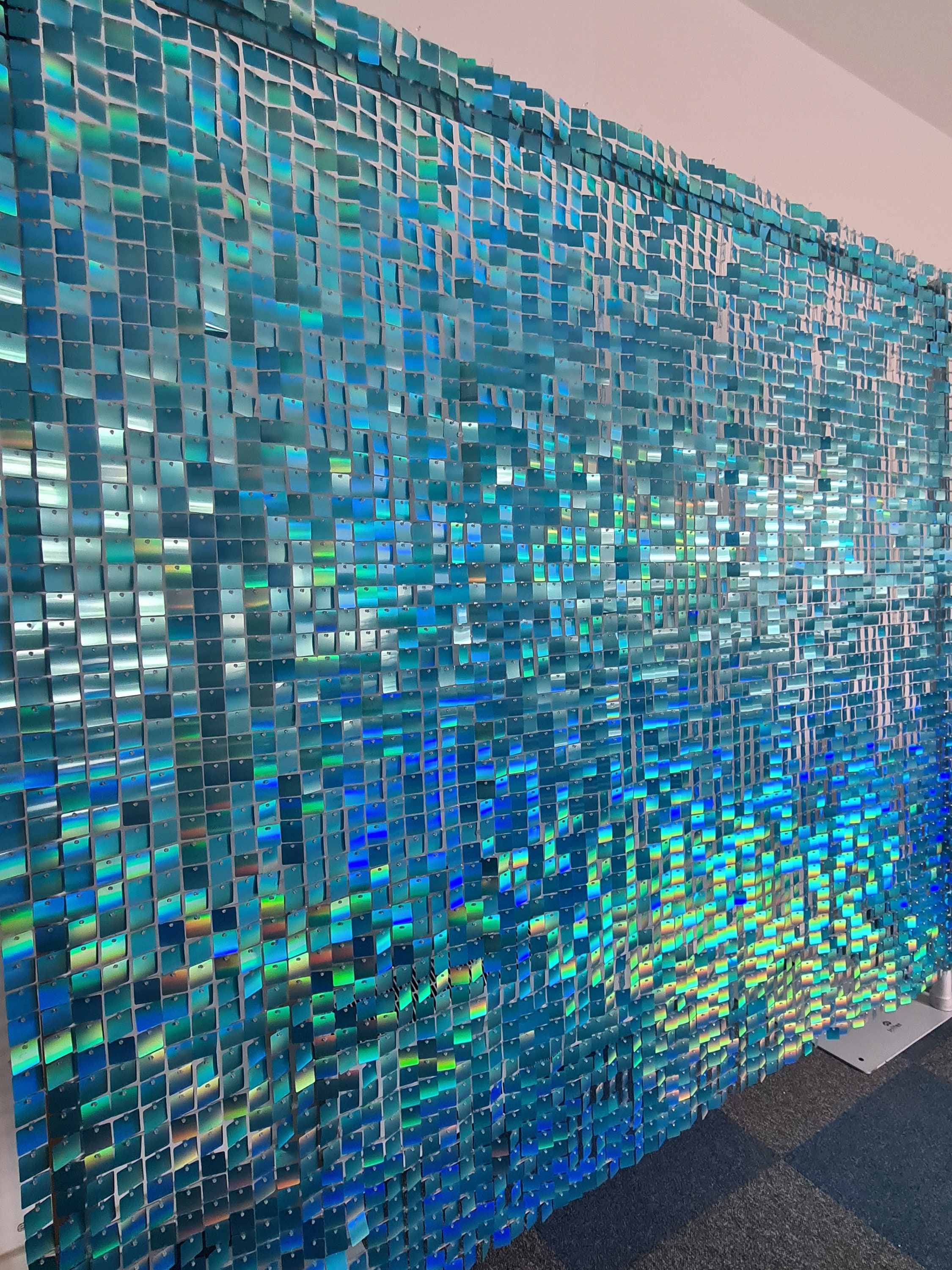 Blue Iridescent Sequin Wall Shimmer Wall 6ft X 6ft, 7ft X 7ft and 8ft X ...