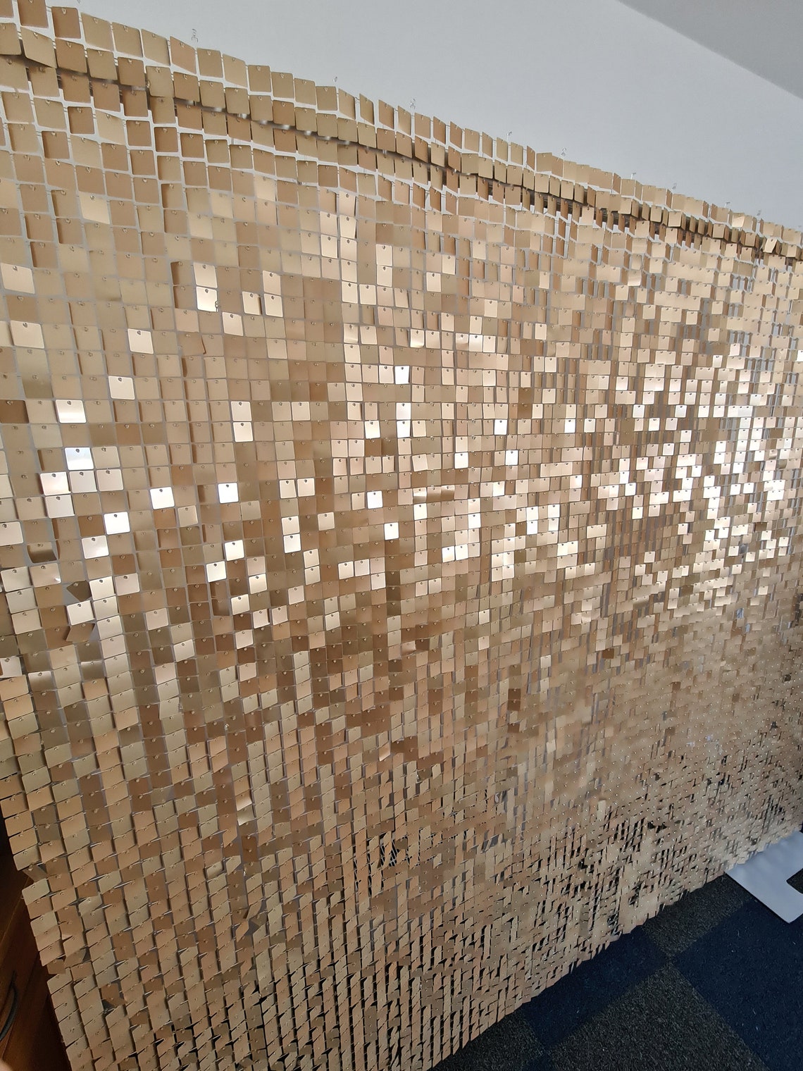 Vanilla Gold Sequin Wall Shimmer Wall 6ft X 6ft, 7ft X 7ft and 8ft X ...