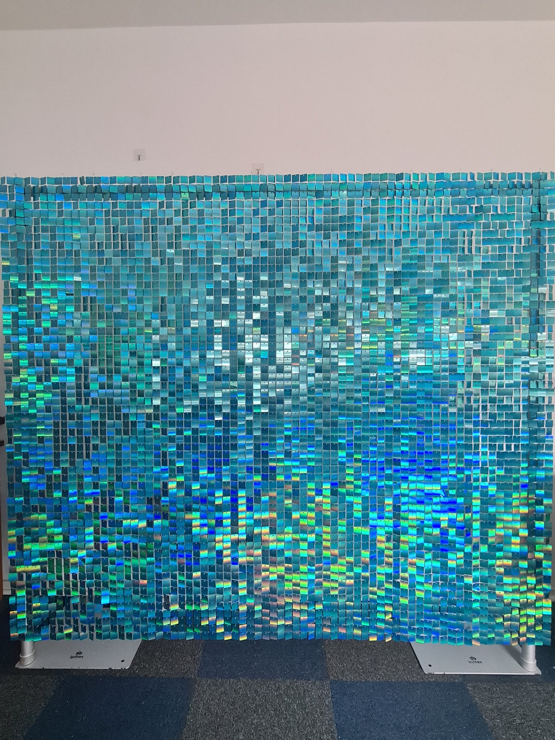 Blue Iridescent Sequin Wall Shimmer Wall 6ft X 6ft, 7ft X 7ft and 8ft X ...