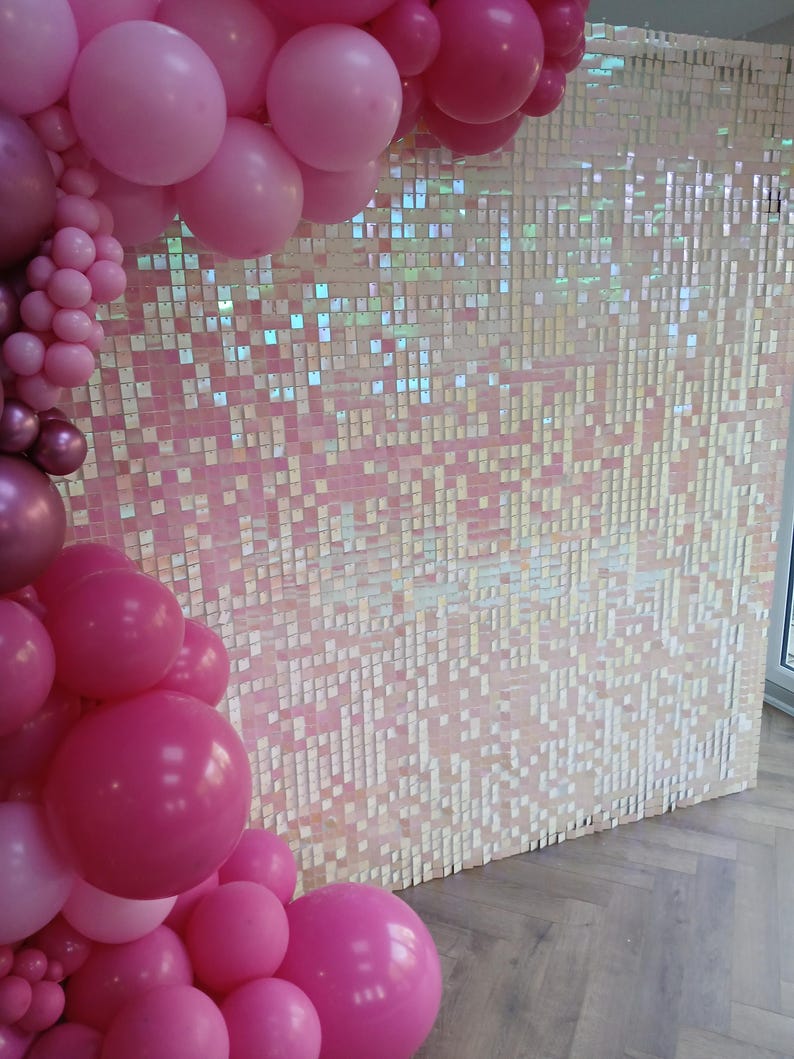 Pink Iridescent Sequin Wall Shimmer Wall Glimmer Backdrop Glitter Back ...
