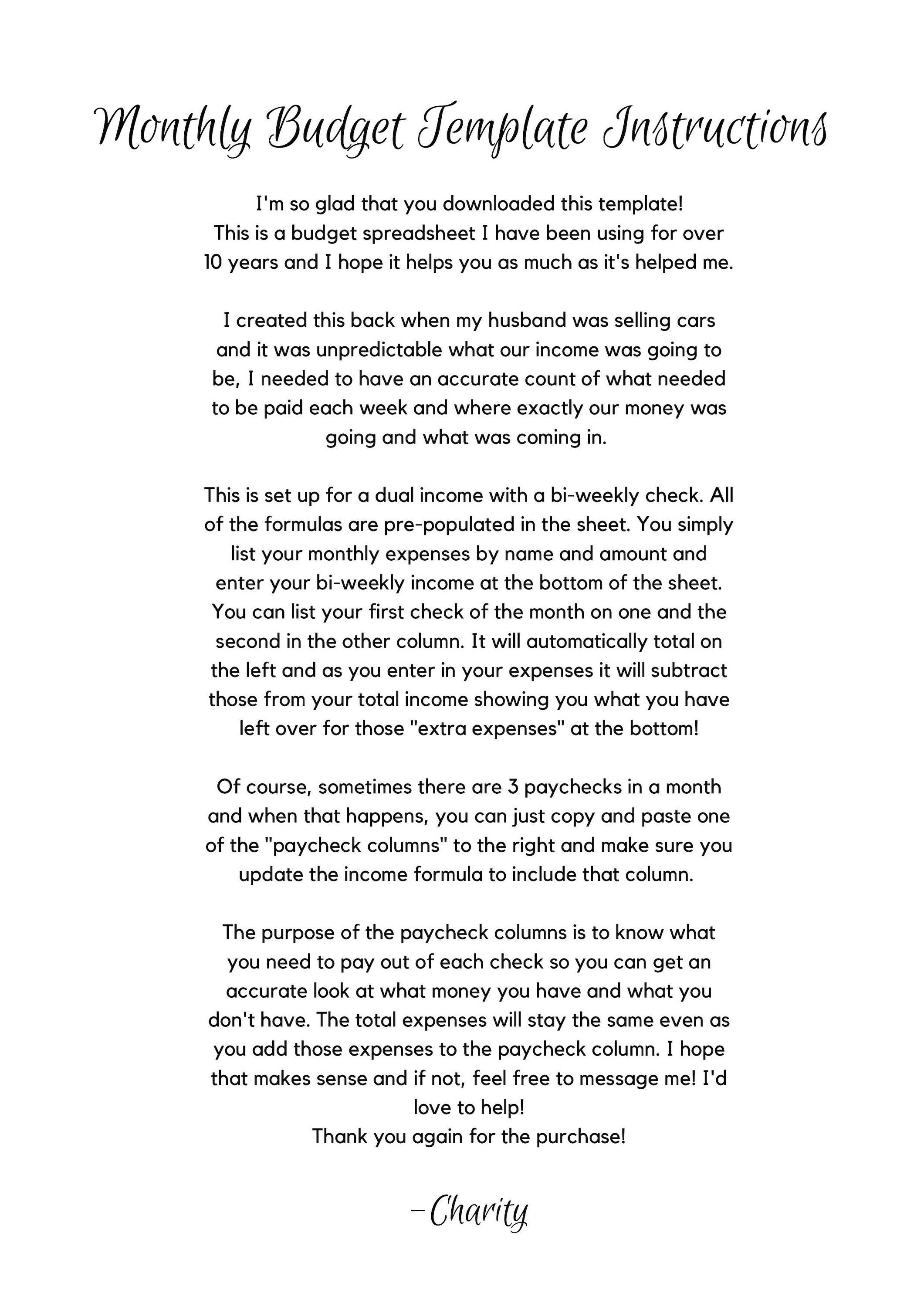 Monthly Budget Spreadsheet, Excel Spreadsheet Download With Formulas ...