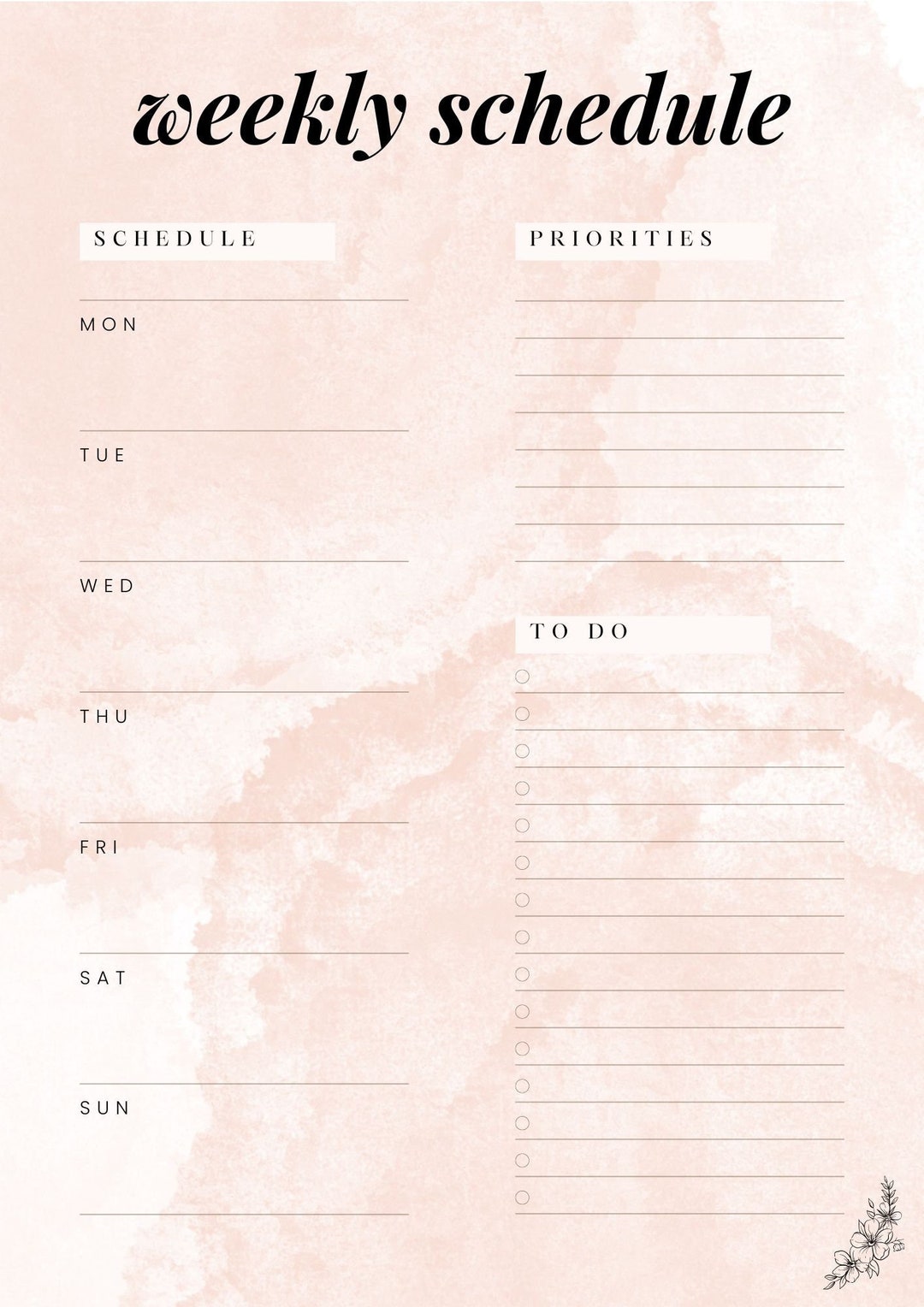 Weekly Planner With Priorities and To-do List, PDF Download, Get ...