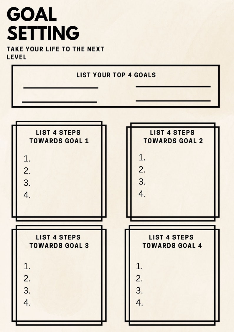 Goal Setting Help Tool, Worksheet, Goal Setting Worksheet, Instant ...