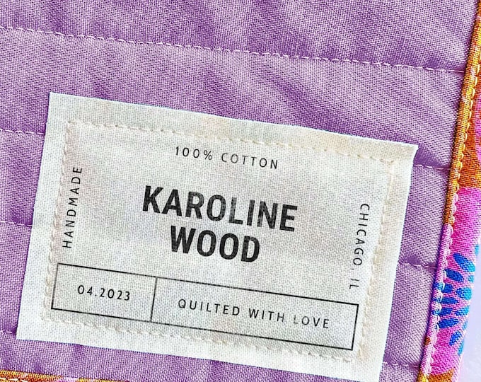 1 Large Beautiful Customizable Cotton Quilt Label, Chunky Name, Quilt ...