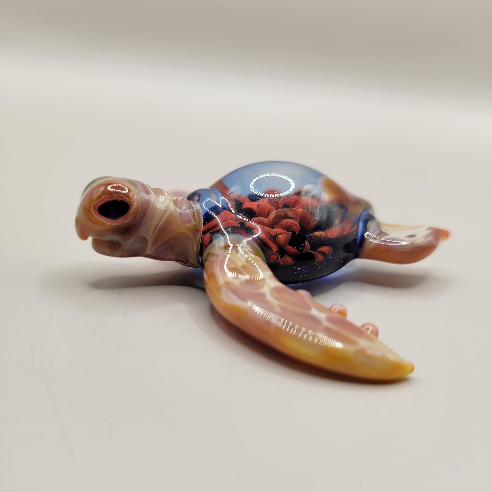 Lampwork Glass Sea Turtle With Ocean Shell Sculpture/pendant - Etsy