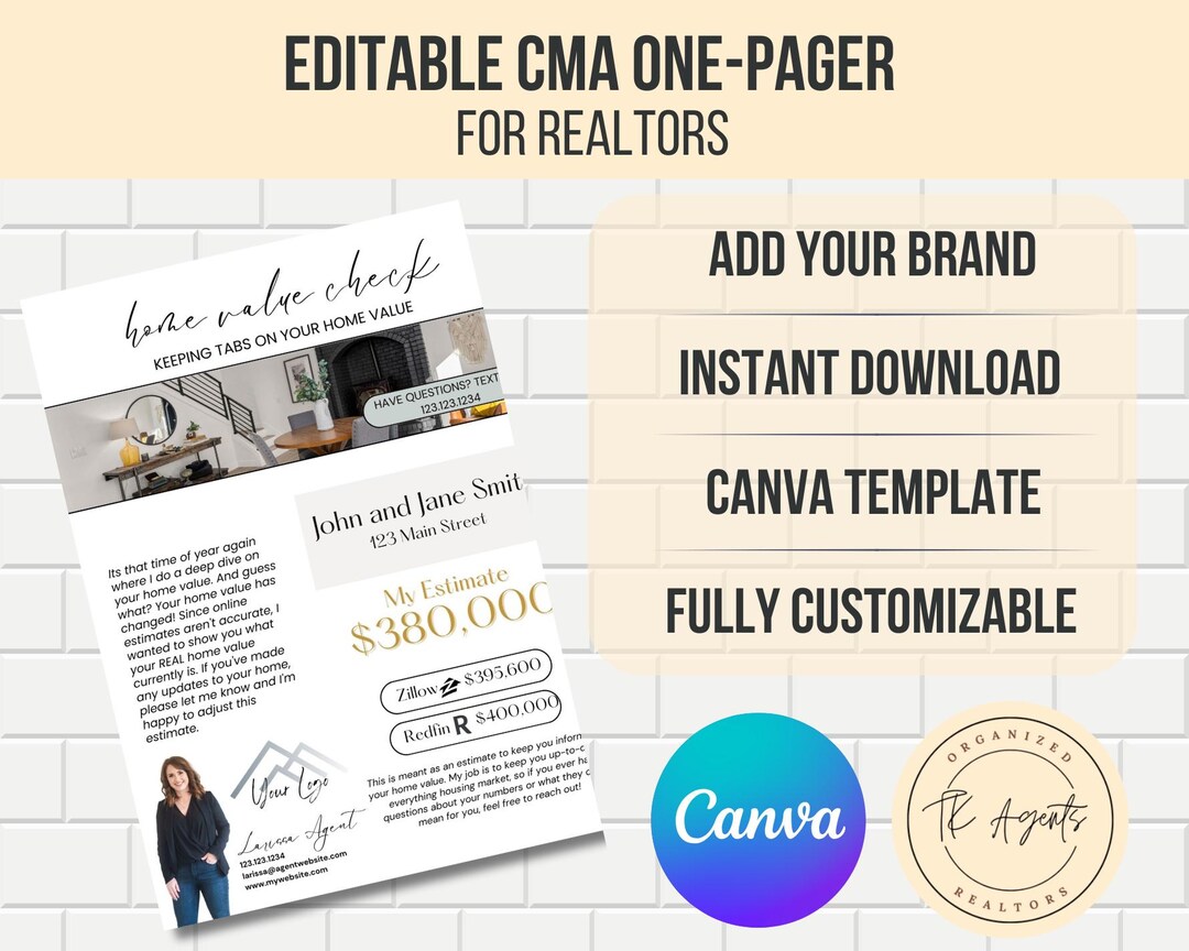 Editable CMA One-pager for Realtors | Canva Template | Real Estate ...