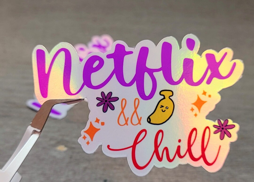 Holographic Waterproof 90s Nostalgia Netflix & Chill Vinyl Sticker, Die ...