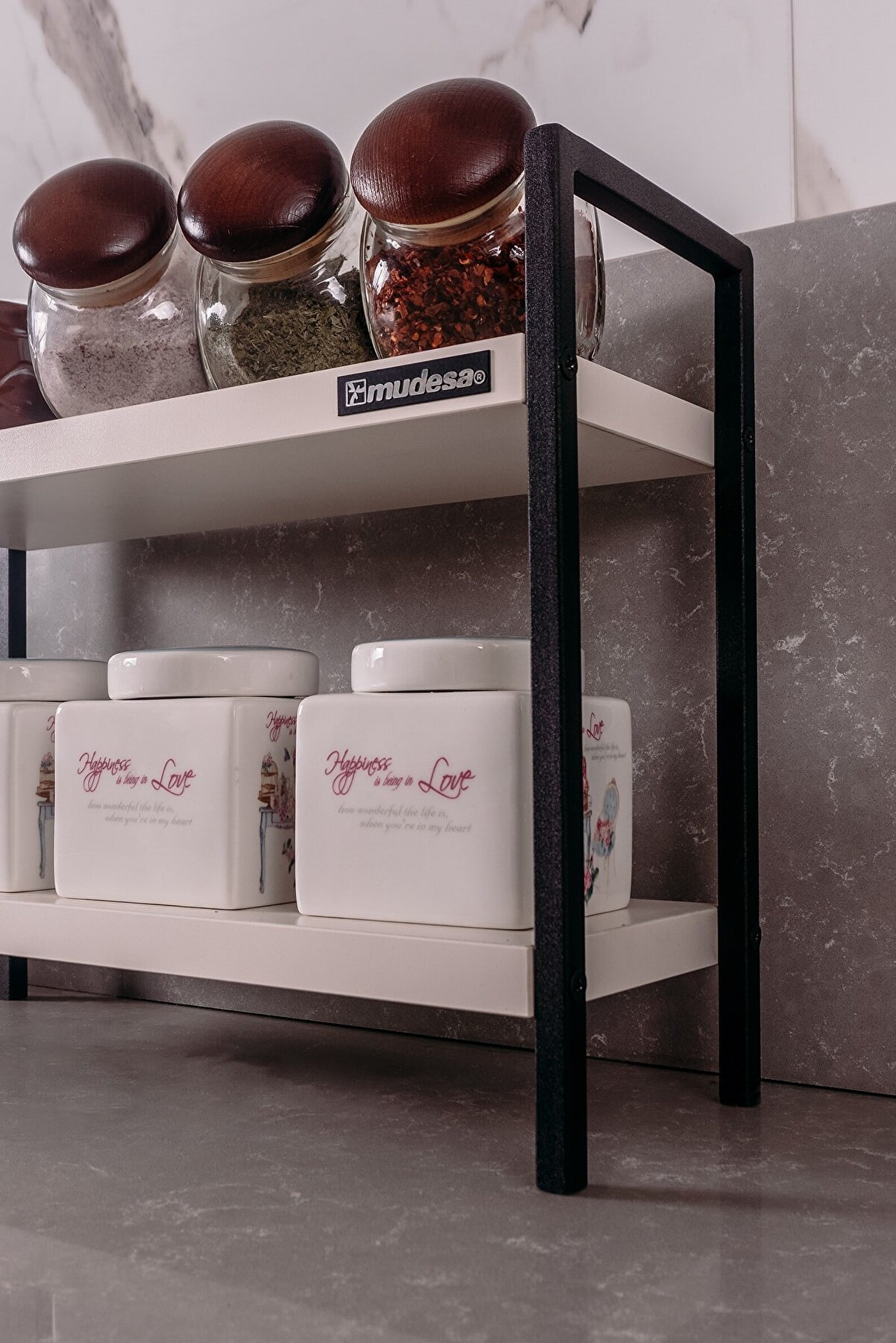 Metal Countertop Organizer Wooden Shelf Bathroom Kitchen - Etsy