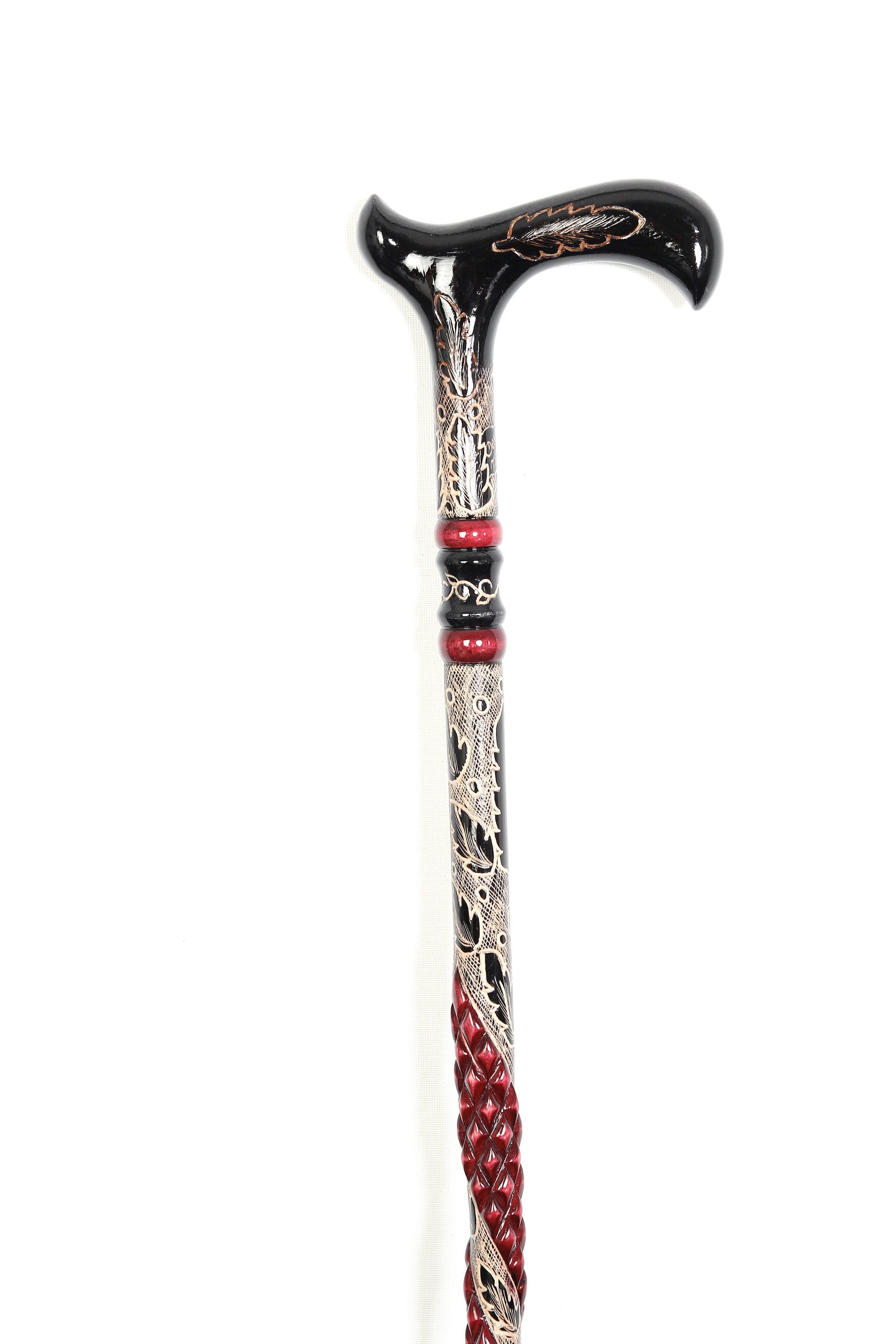 Cross Carved Diamond Patern Custom Canes Wood Carved Cane Light ...