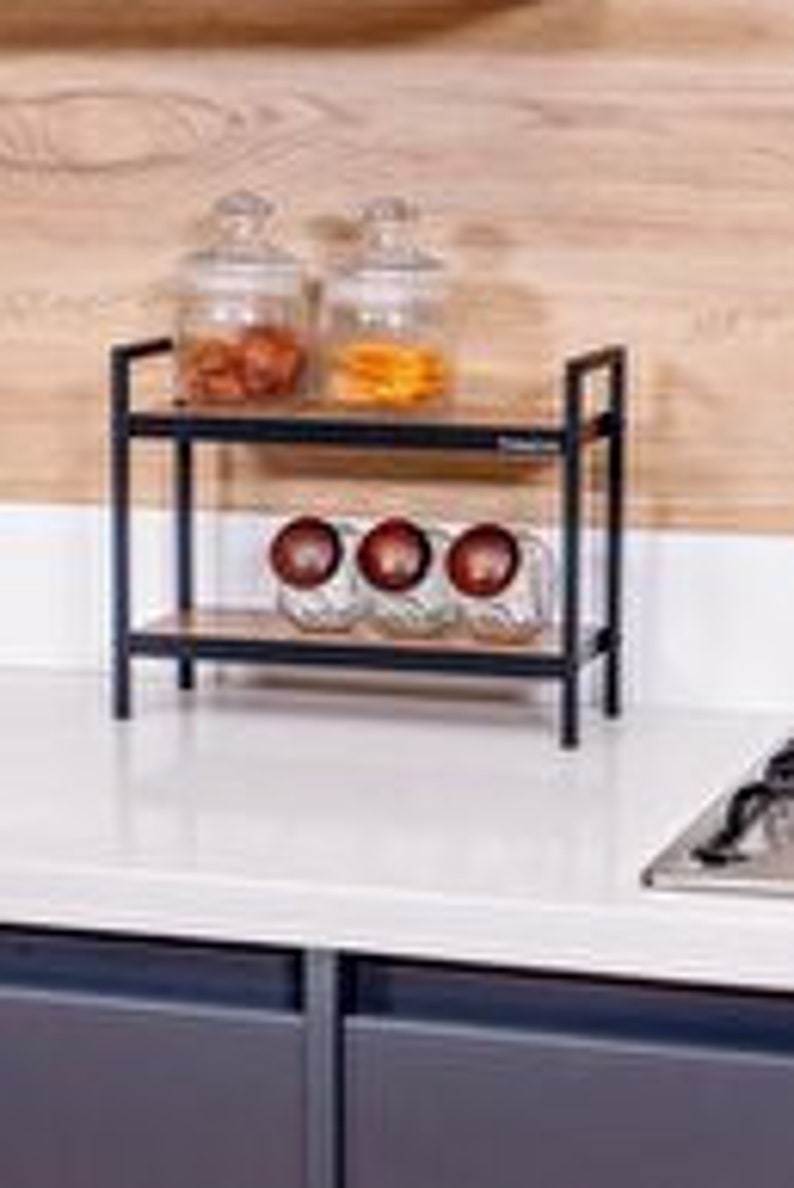 Metal Countertop Organizer Wooden Shelf Bathroom Kitchen - Etsy