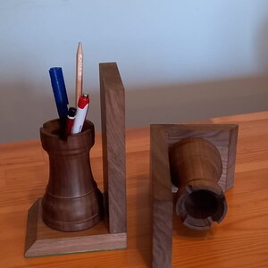Rook Design Wooden Bookends, Unique Handmade Book Holder, Bookends Set ...