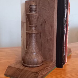 Solid Walnut Wood Bookends Set King Chess Bookends Office - Etsy