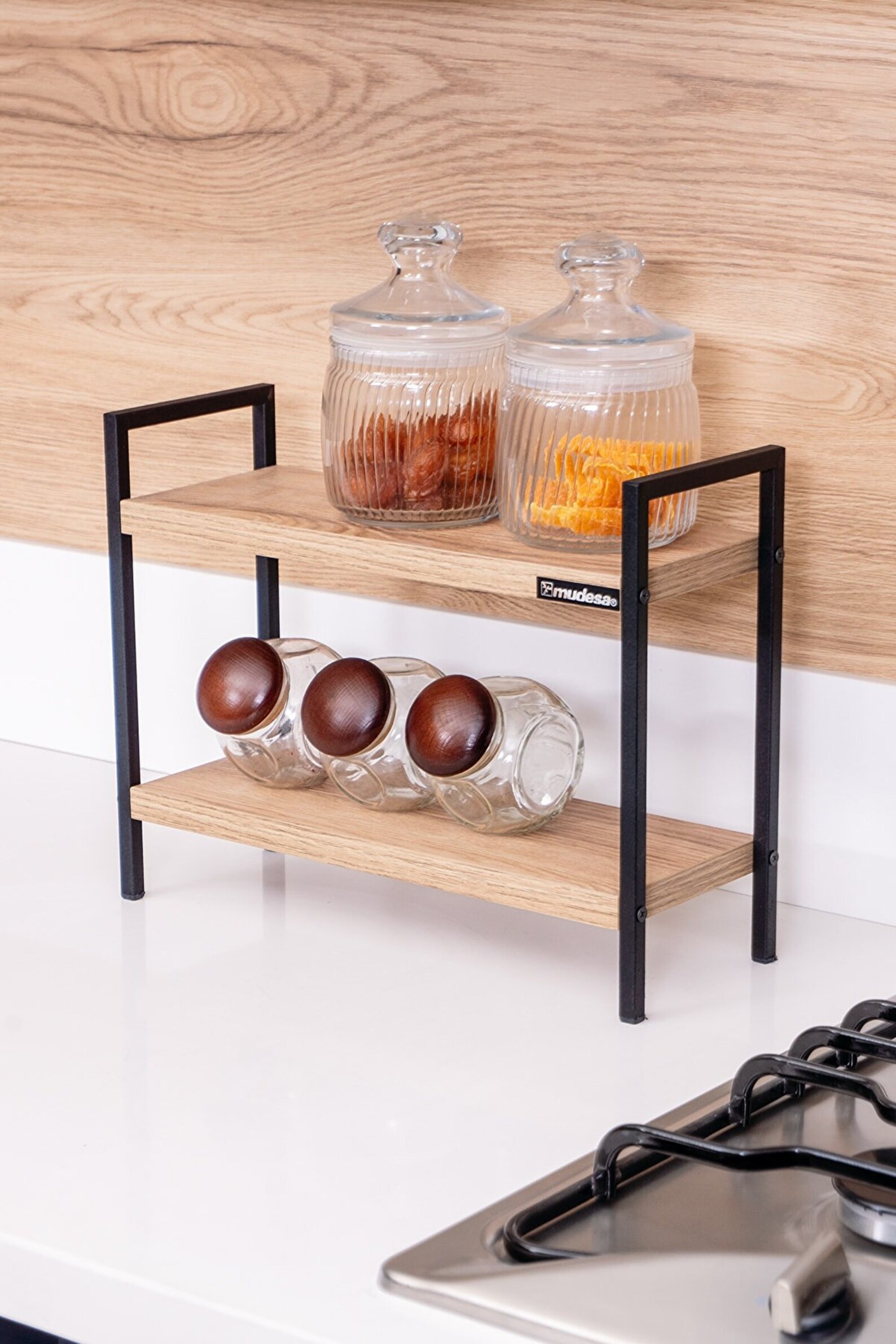 Metal Countertop Organizer Wooden Shelf Bathroom Kitchen - Etsy