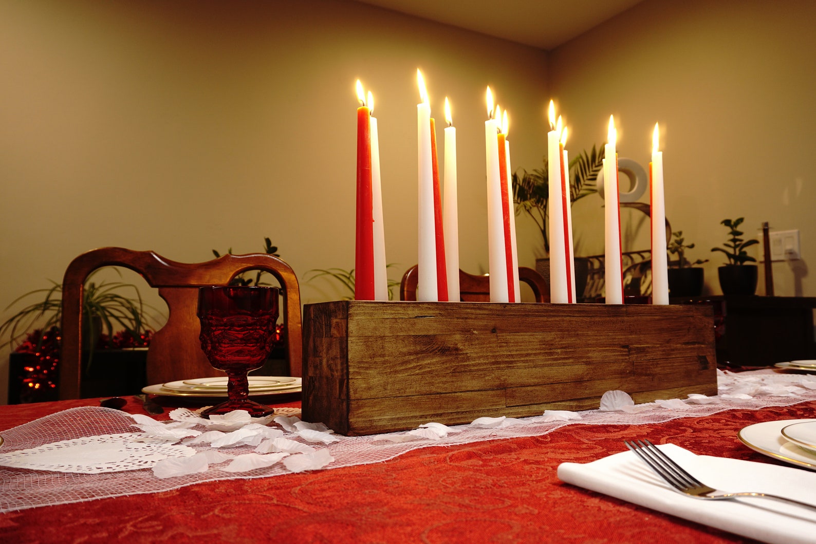 Personalized, Large Wood Candle Holder, Table Center Piece, 7/8 Tapered ...