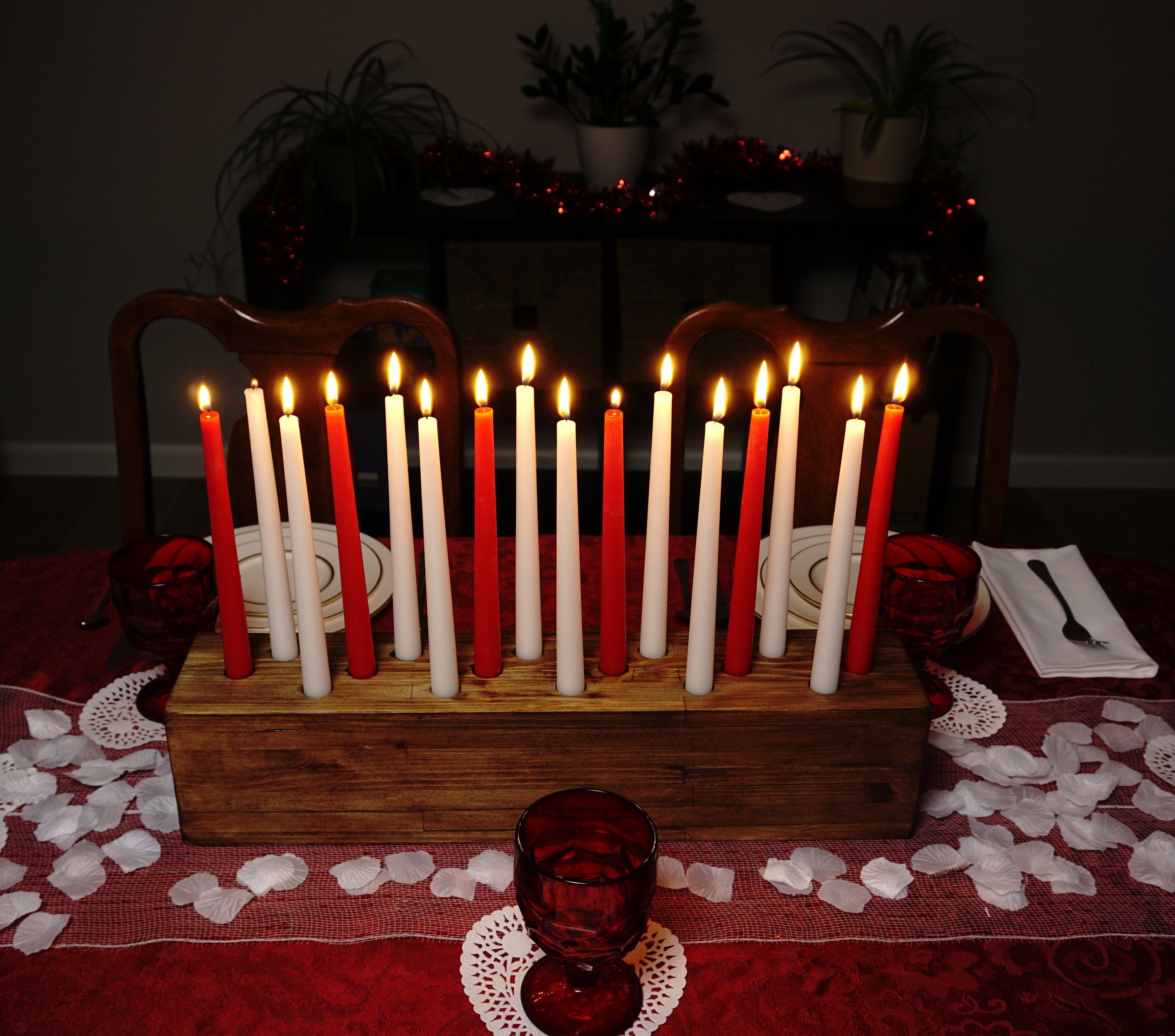 Personalized, Large Wood Candle Holder, Table Center Piece, 7/8 Tapered ...