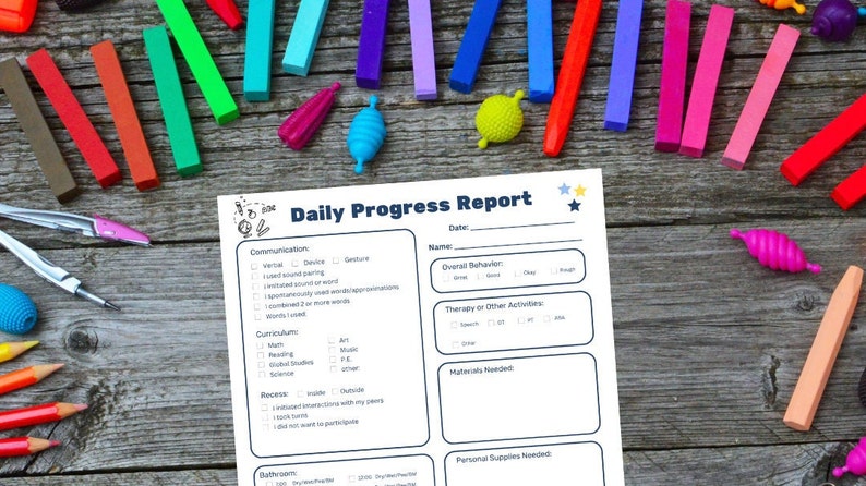 Daily Progress Report Template for Students - Etsy