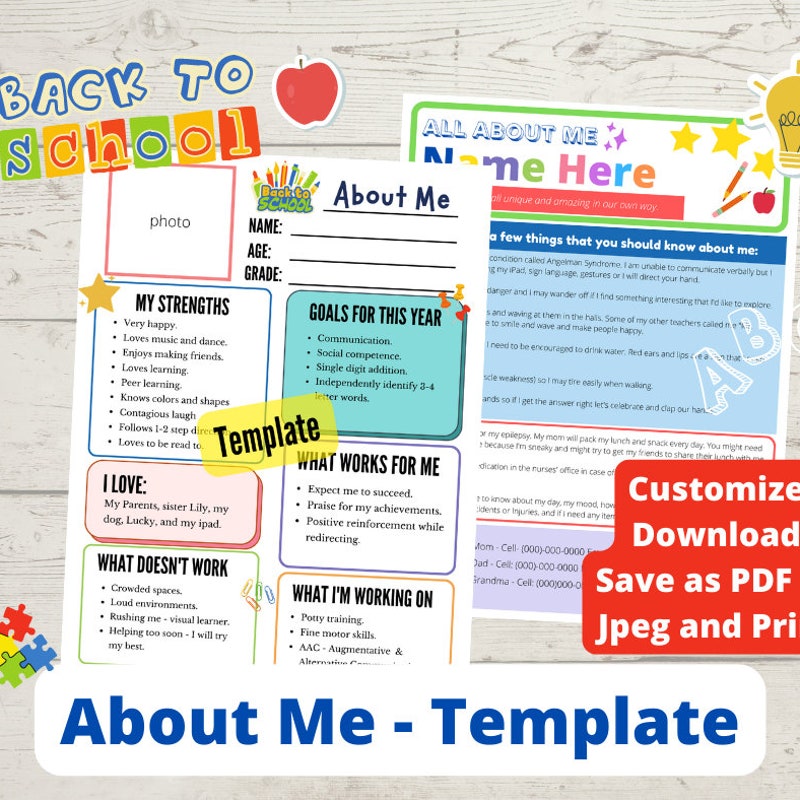 About Me Template - Etsy