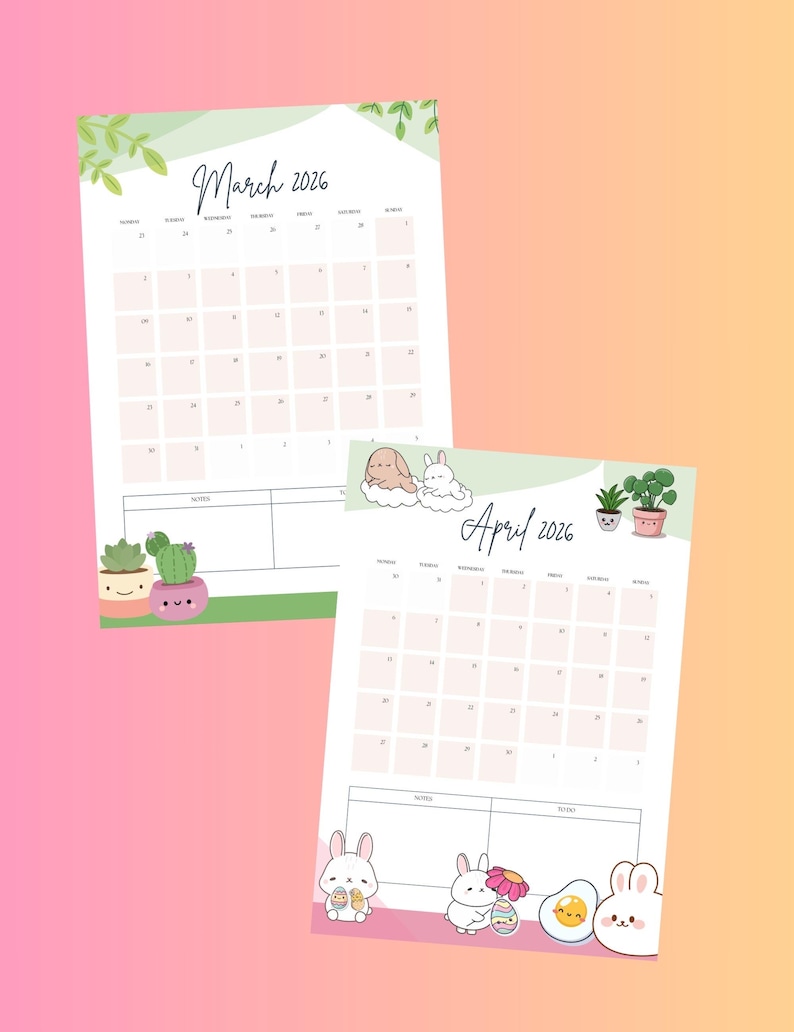 2026 Kawaii Calendar | Cute Sushi Anime Theme | 12-month Digital ...