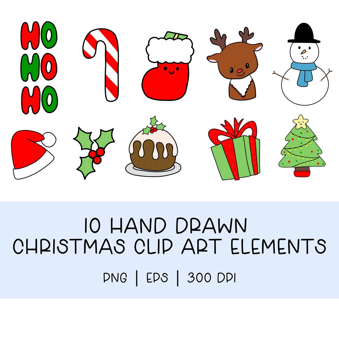 Cute Christmas Clip Art | Traditional Holiday Theme, PNG / EPS, Vector ...