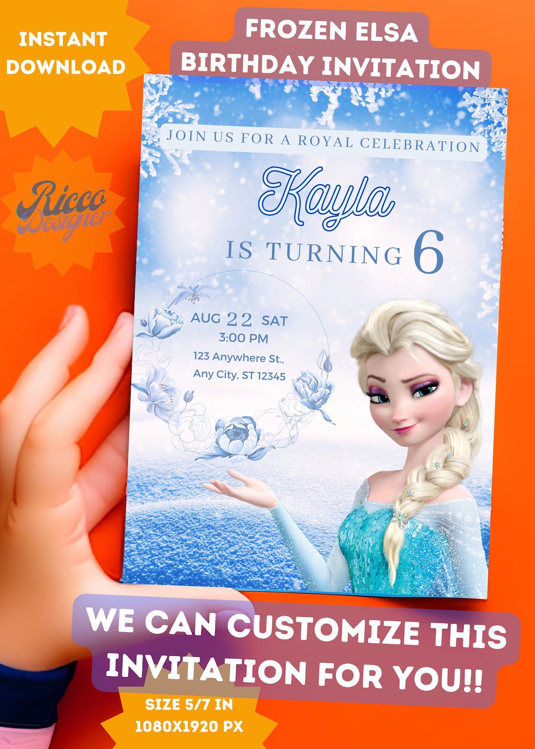 Princess Elsa Birthday Invitationwinter Snow Birthday Party Invites ...