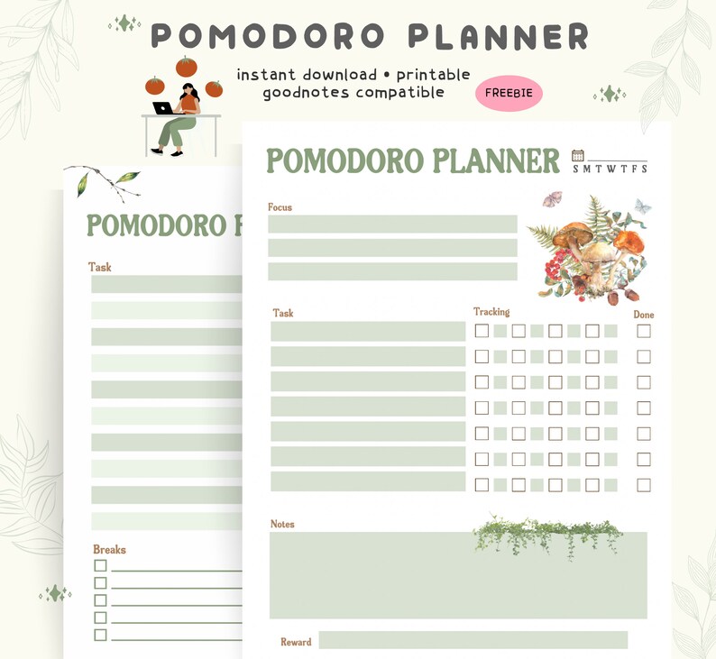 Pomodoro Page for Digital Planner | Boost Productivity | Time ...
