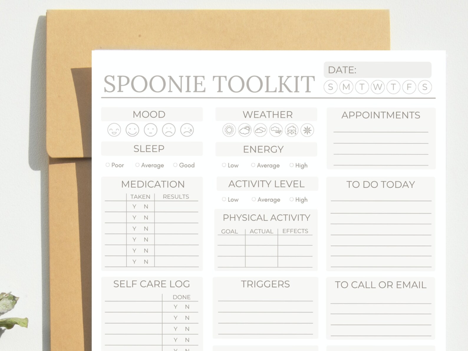 Spoonie Tracker Printable PDF Symptom Journal for Chronic - Etsy