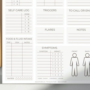 Spoonie Tracker Printable PDF, Symptom Journal for Chronic Pain Illness ...