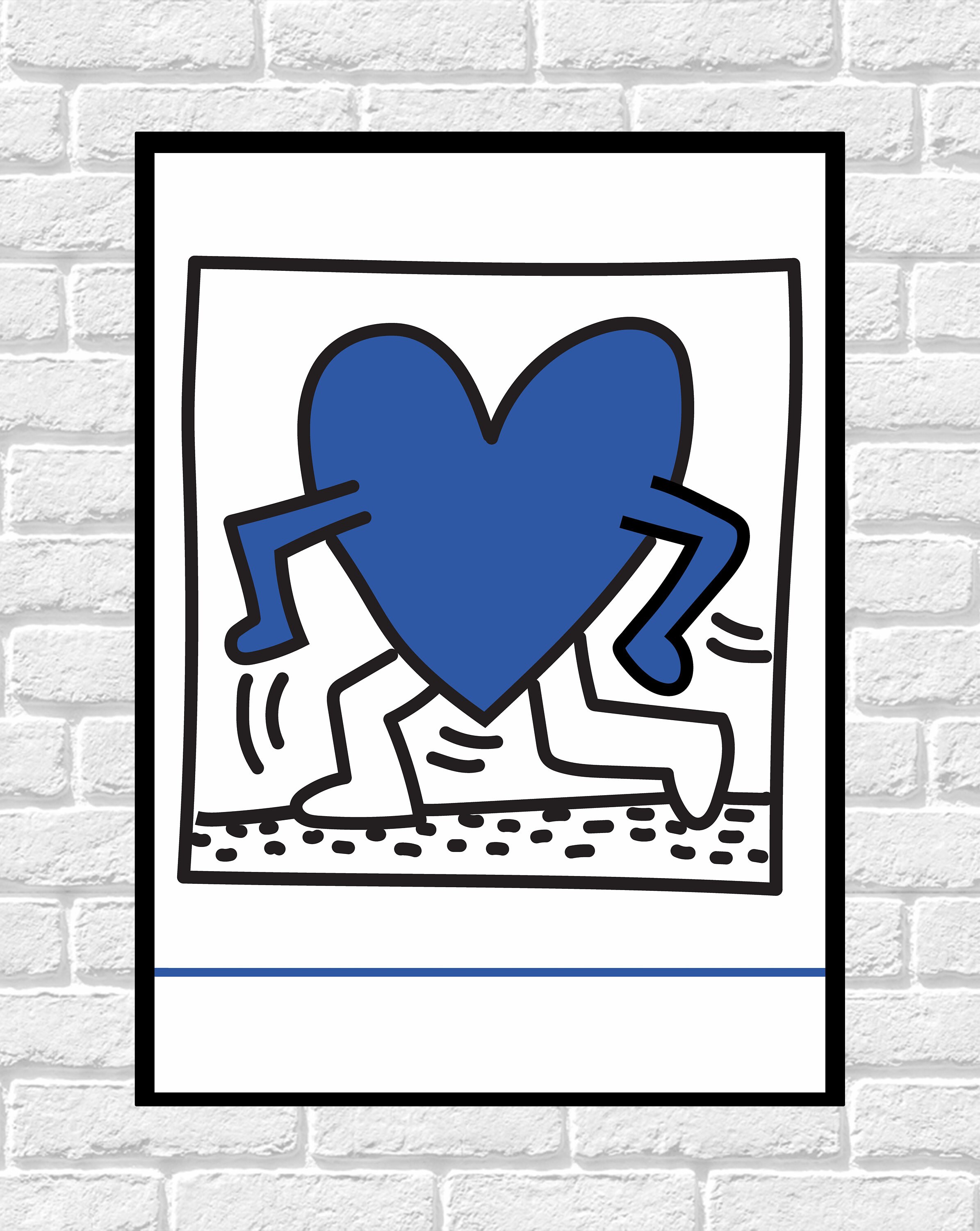 Wall Art Set of 3 Prints, Keith Haring "blue Heart" - Etsy