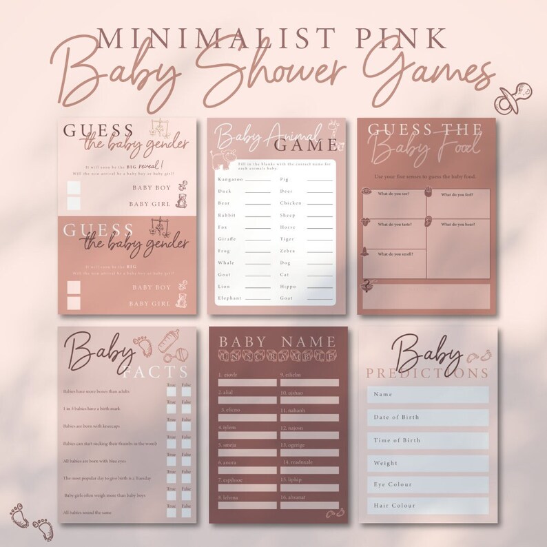 A5 Baby Shower Games, Baby Shower, Games, Pink, Its a Girl , Printable ...