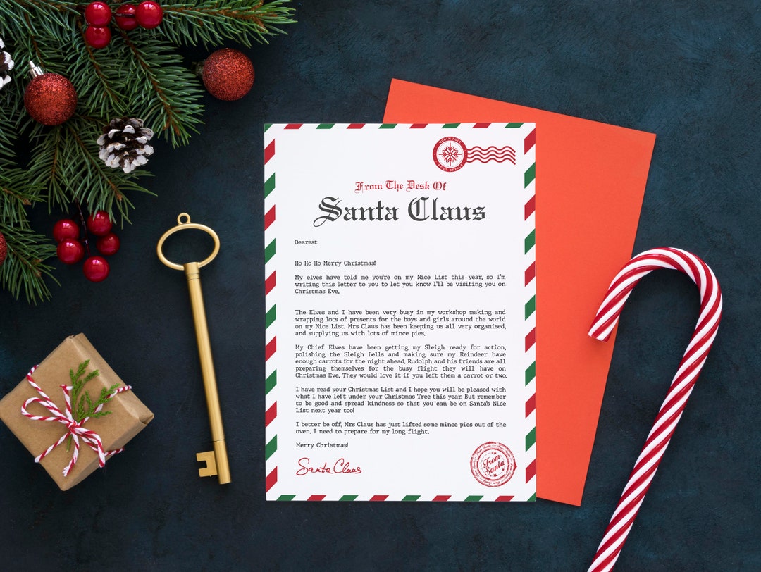A4 Letter From Santa, Santa Letter, Father Christmas, Nice List ...
