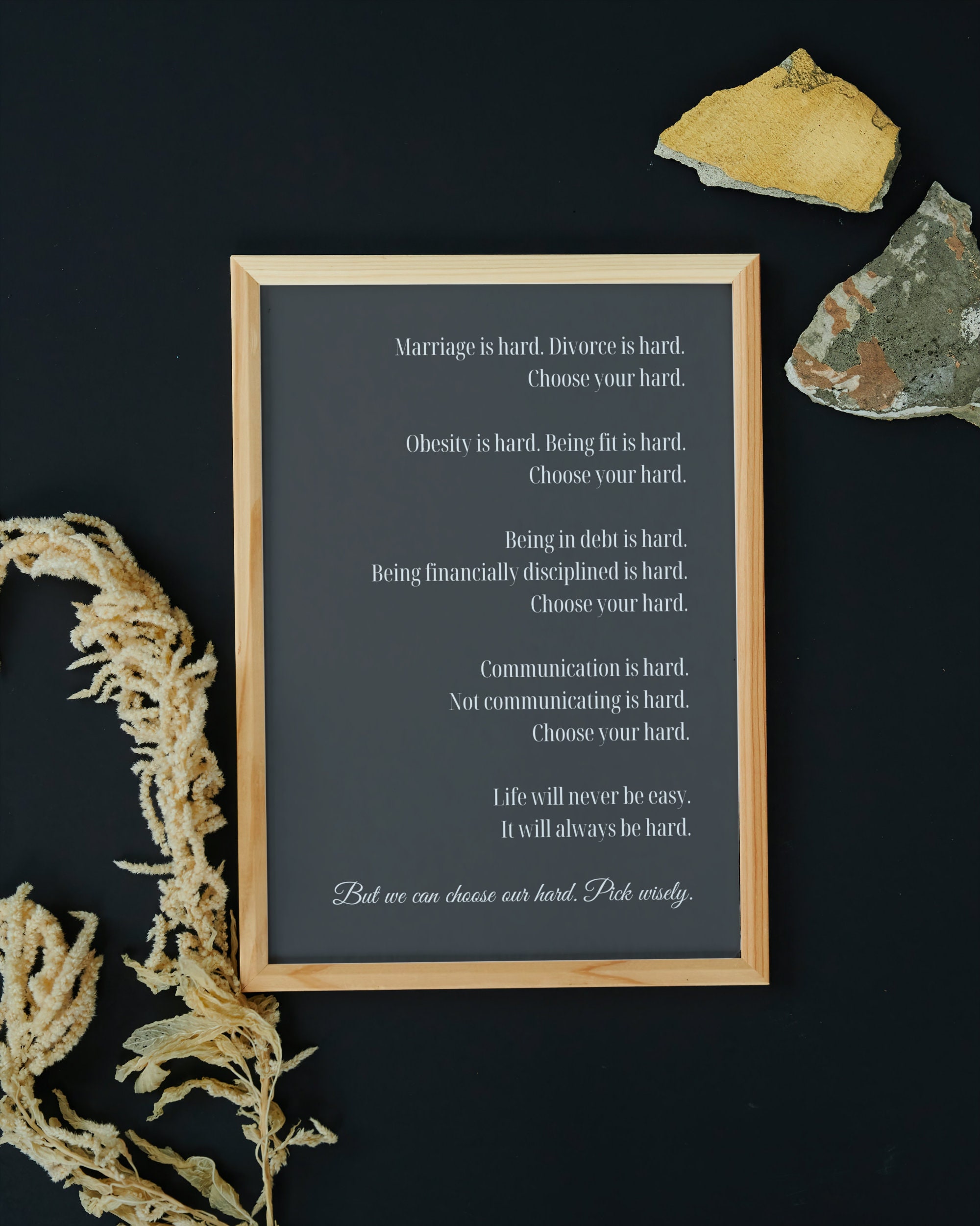 Choose Your Hard. Pick Wisely. // Printable Wall Art // Digital Wall ...