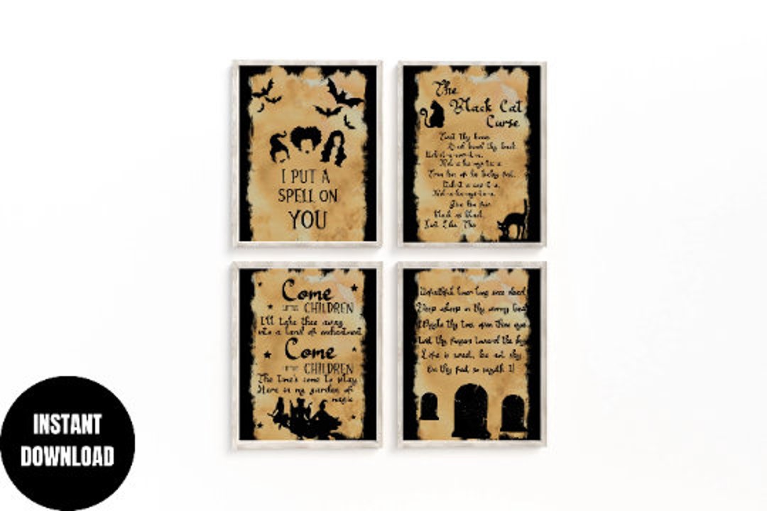 Hocus Pocus Witch Spells Art Prints: Halloween Decor (digital Download ...