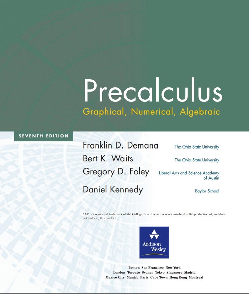 Precalculus: Graphical, Numerical, Algebraic 7th Edition - Etsy