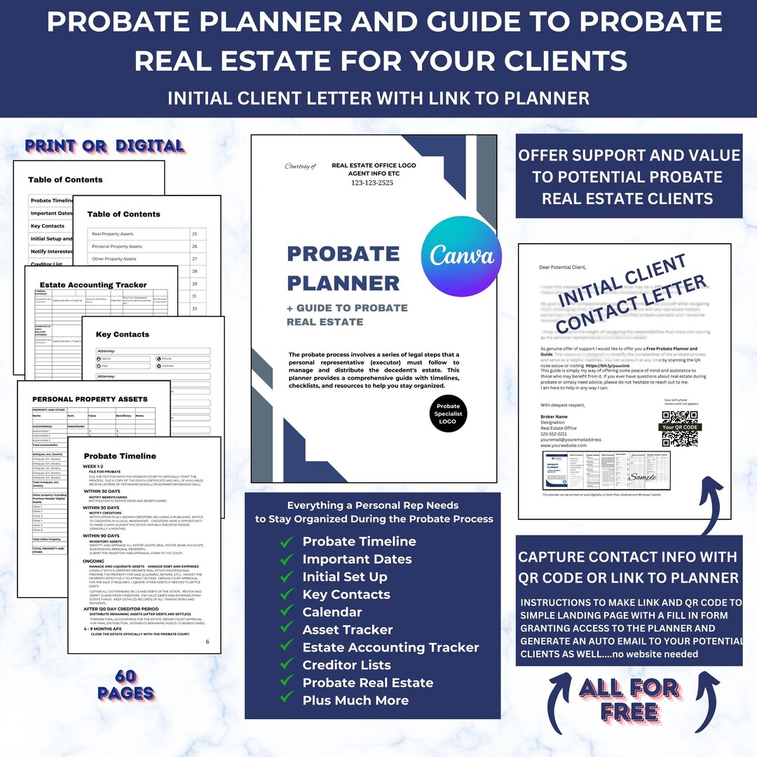 Probate Real Estate Planner & Guide | 60-page Personal Representative ...