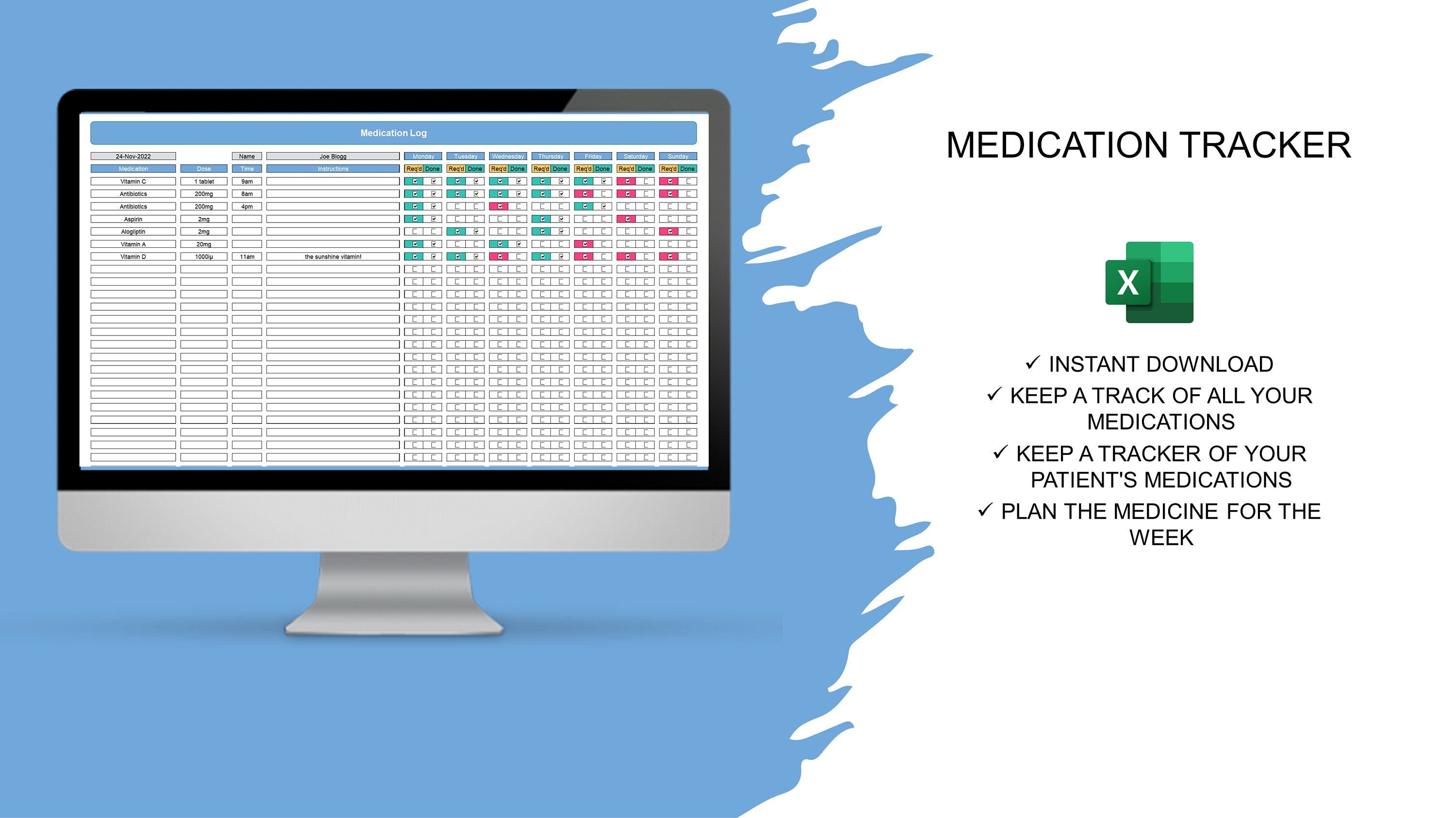 Medication Care Tracker Printable Template, Supplement Log, Medication ...