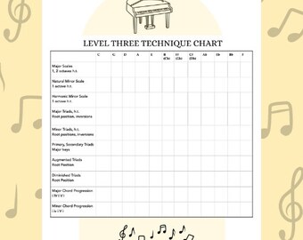 PIANO TECHNIQUE CHART for Level 2 - Etsy