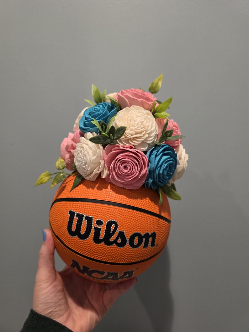 Basketball Wood Flower Arrangement – Unique Sports-inspired Floral ...
