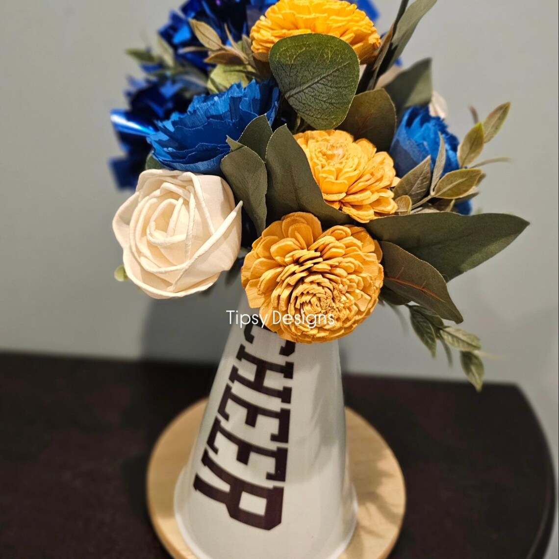 Cheer Megaphone Wood Flower Arrangement: Custom Team Colors - Etsy